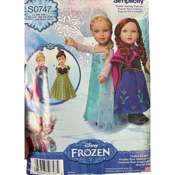 Toys | Simplicity S747 Sewing Pattern Disney Frozen Anna Elsa Costumes ...